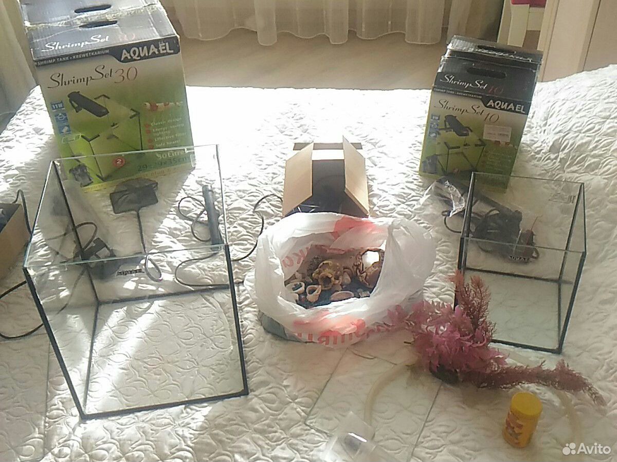 2 аквариума Aguael 10 л. +30 л.+ аксессуары+грунт+